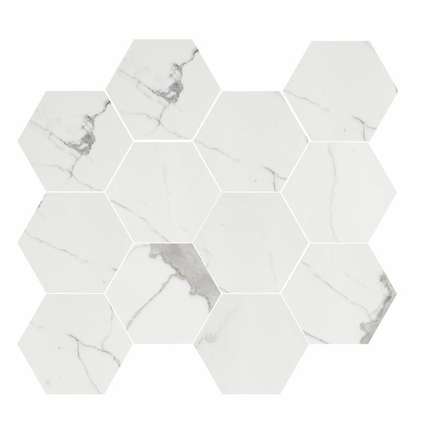 Tile Collection Luxury 3x3 Hexagon Mosaic Tile Calacatta Rec