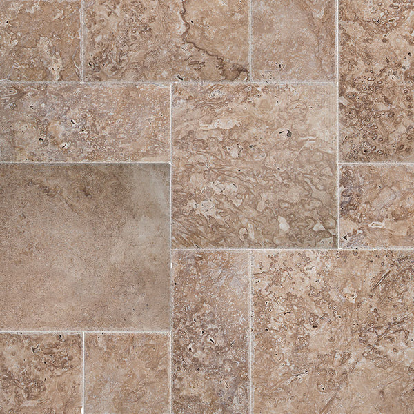 Travertine Tile Collection Tuscany Walnut Pattern Tumbled – Flooring Market